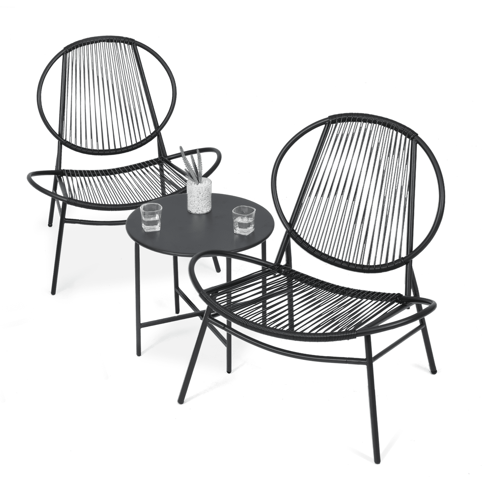 SparkTrend 3-Piece Patio Conversation Set, All-Weather Rattan Acapulco ...