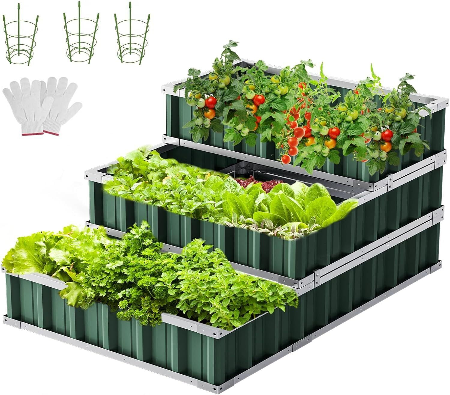 SparkTrend 3 Tier Raised Garden Bed, 51'' x 35'' x 35'' Garden Boxes ...