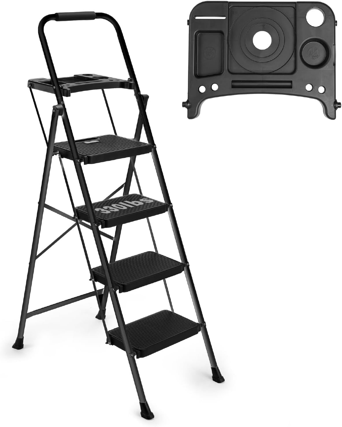 SparkTrend 4-Step Ladder with Tool Platform, Wide Anti-Slip Platform ...