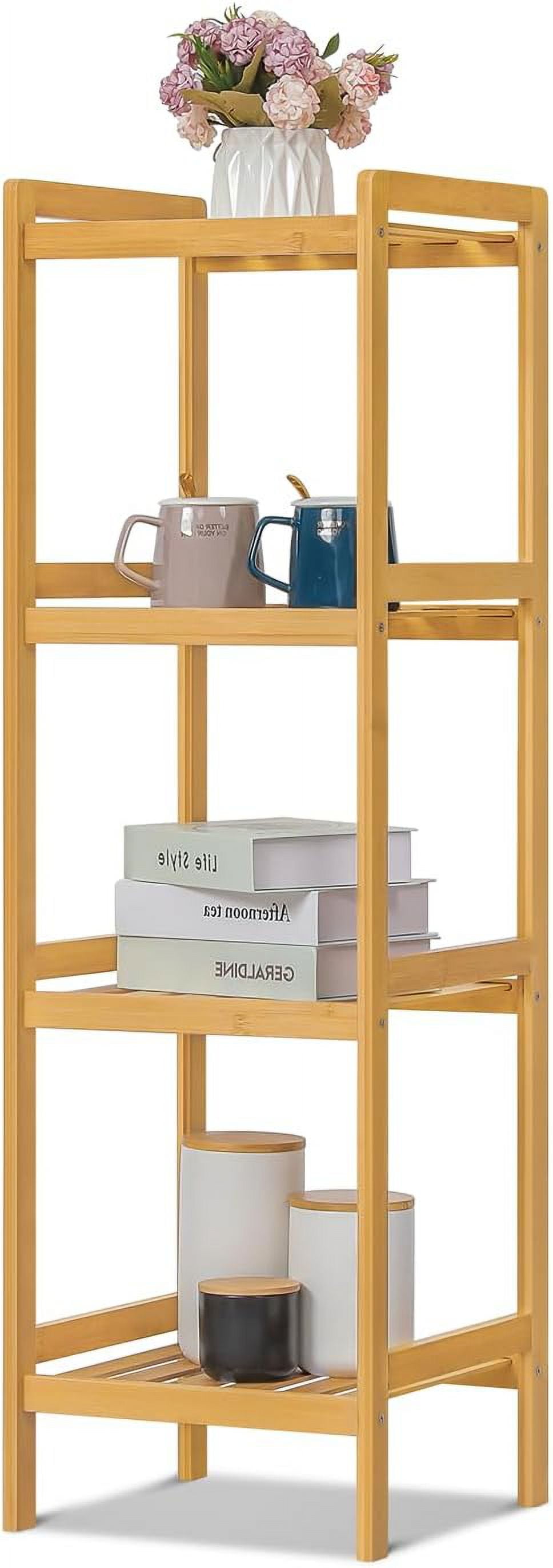 SparkTrend 4-Tier Bamboo Narrow Shelf, 42.9" Tower Free Standing Rack ...