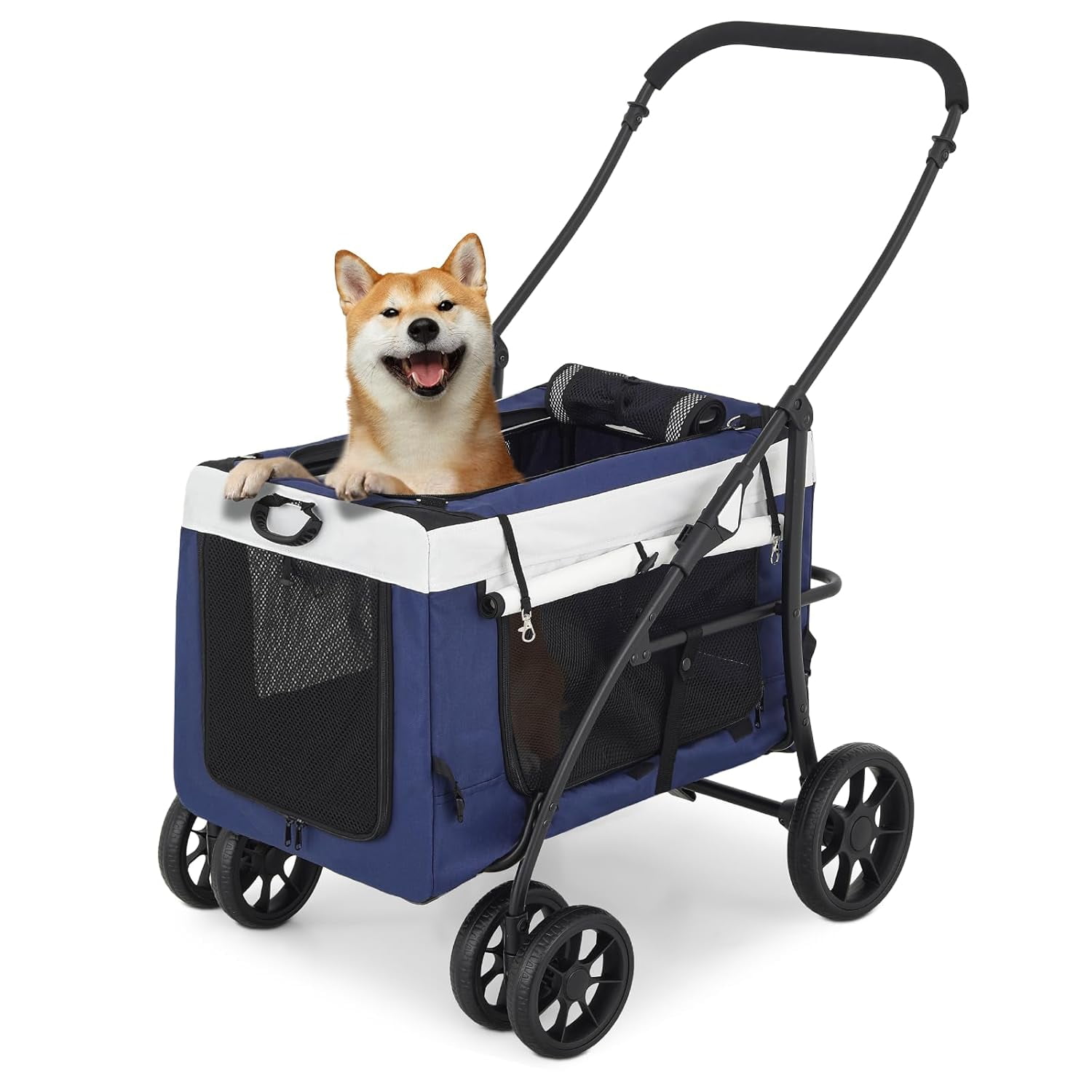 SparkTrend 4 Wheels Pet Stroller for Medium Dogs up to 45lbs, Foldable ...