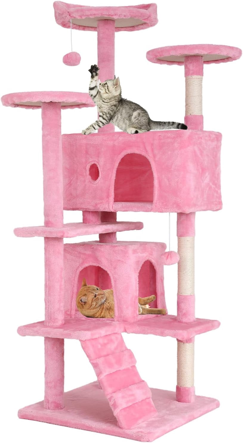 SparkTrend 54in Cat Tree Cat Climbing Tower with Scratching Post, Cats ...