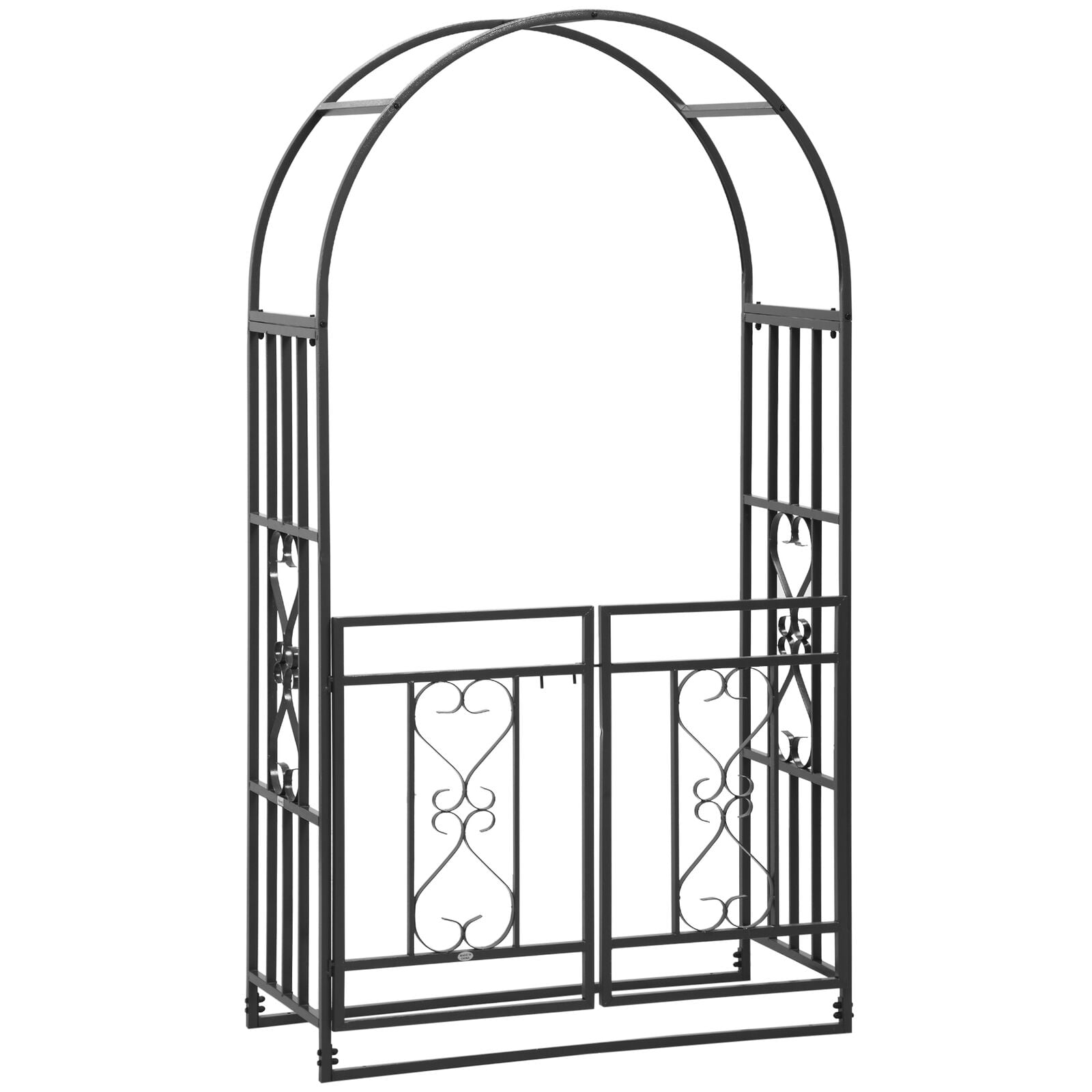 SparkTrend 6.75' Metal Garden Arbor with Double Doors, Locking Gate ...