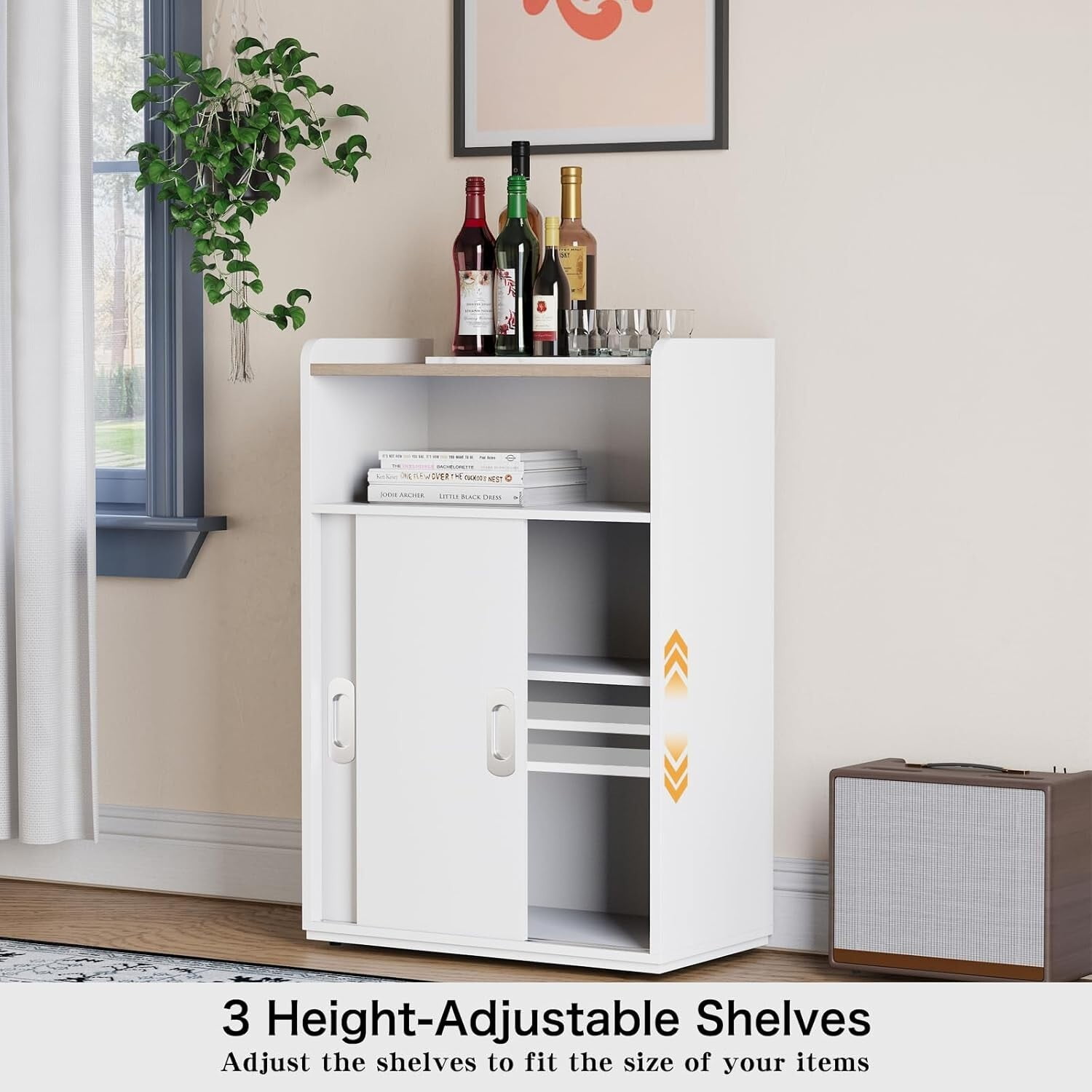 SparkTrend Adjustable Storage Cabinet with Sliding Doors, Multi ...