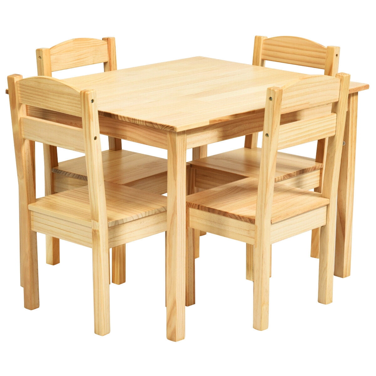 SparkTrend Kids Wooden Table and 4 Chair Set, Activity Table Chair Set ...