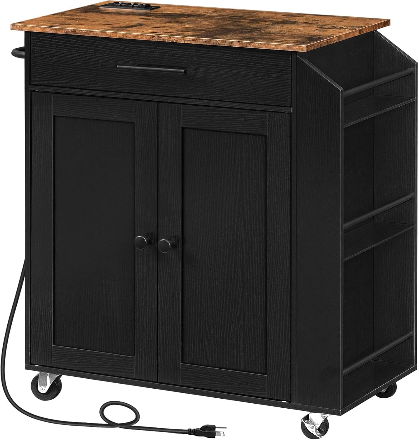 SparkTrend Kitchen Island with Power Outlet, Rolling Kitchen Cart with ...