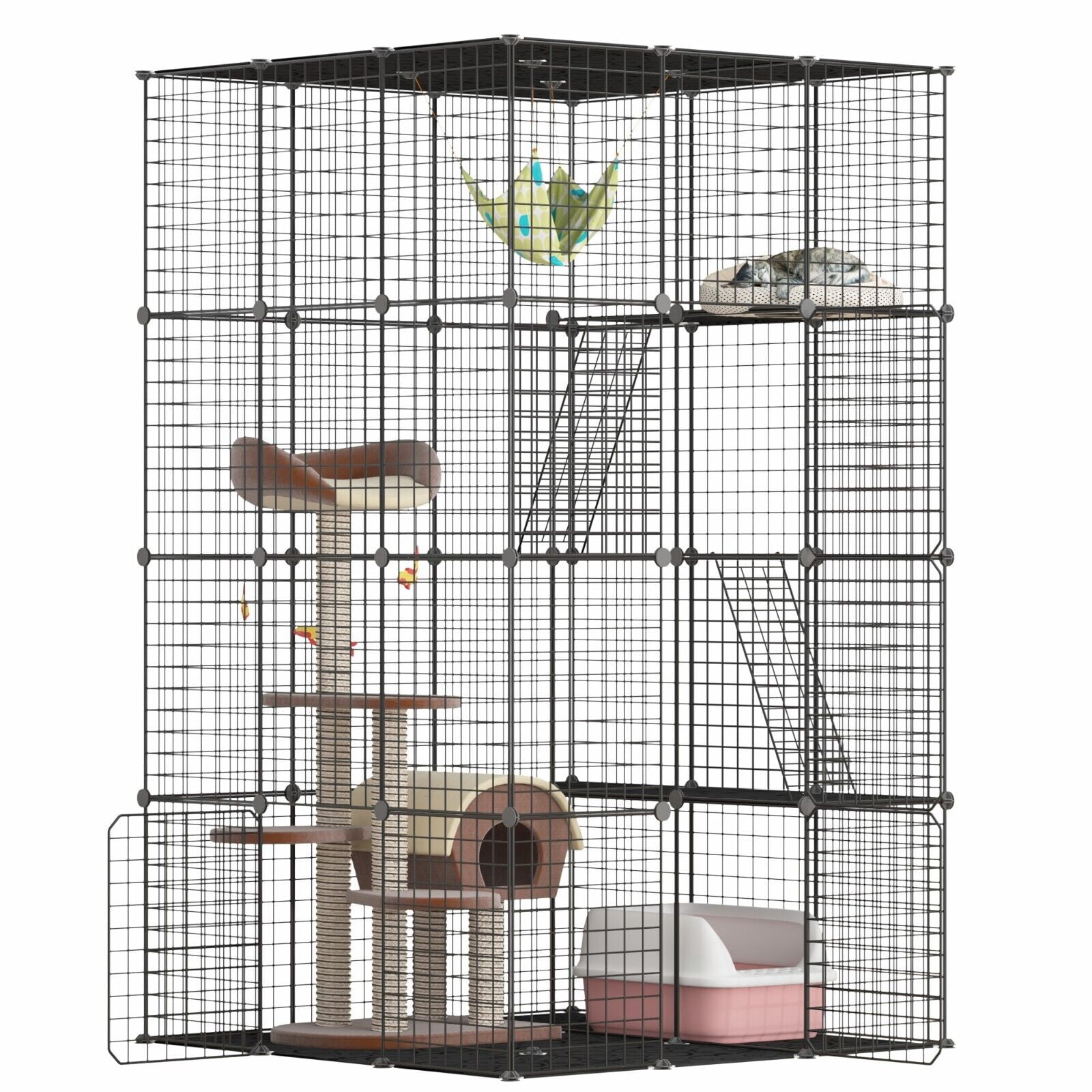 SparkTrend Outdoor Cat House, Cages Enclosure with Super Large Enter ...