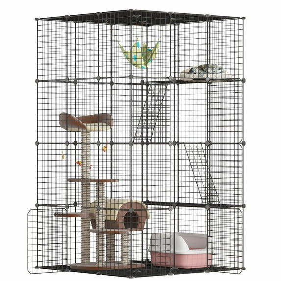 SparkTrend Outdoor Cat House, Cages Enclosure with Super Large Enter ...
