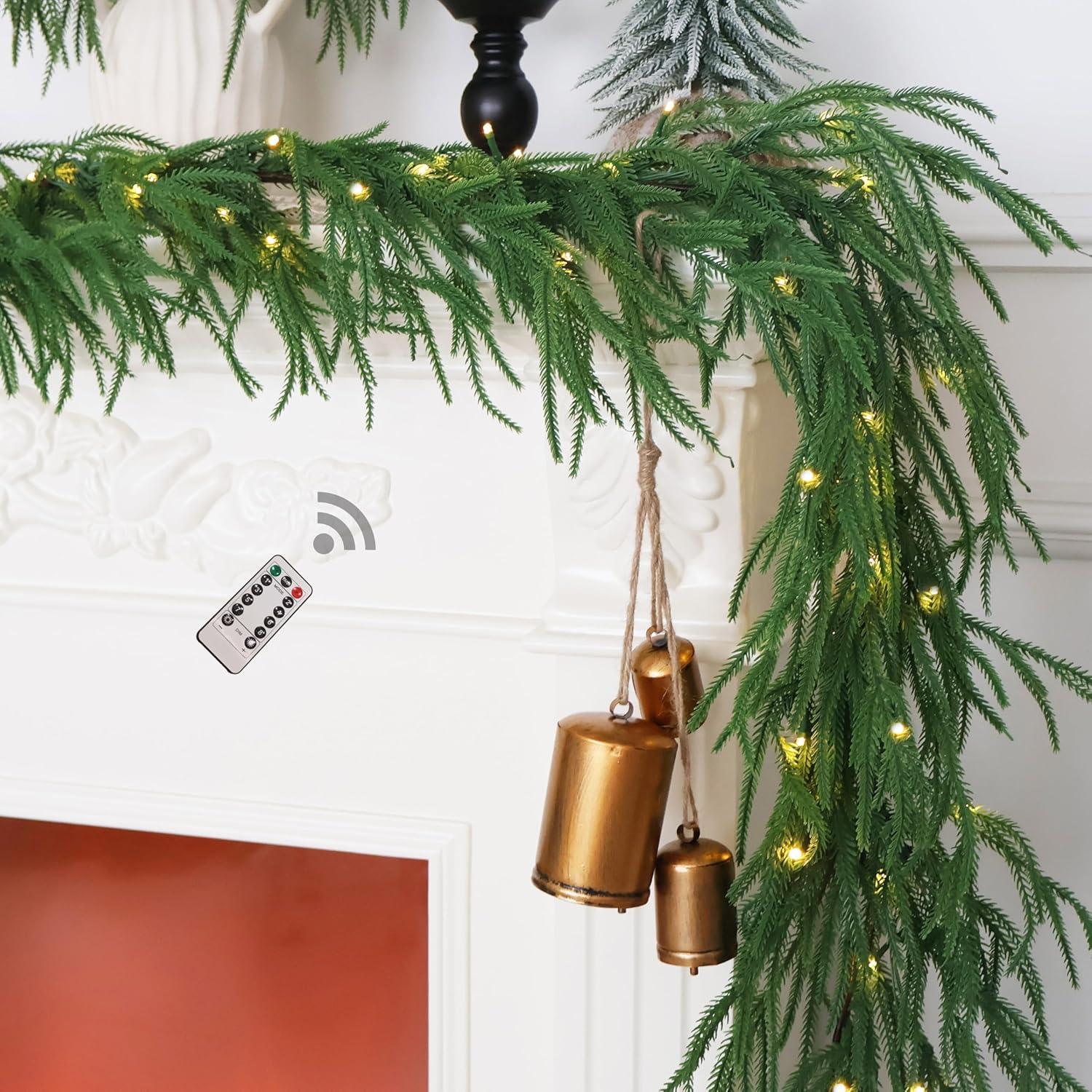 Sparklane 6FT Christmas Garland Prelit Real Touch Norfolk Pine Garland ...