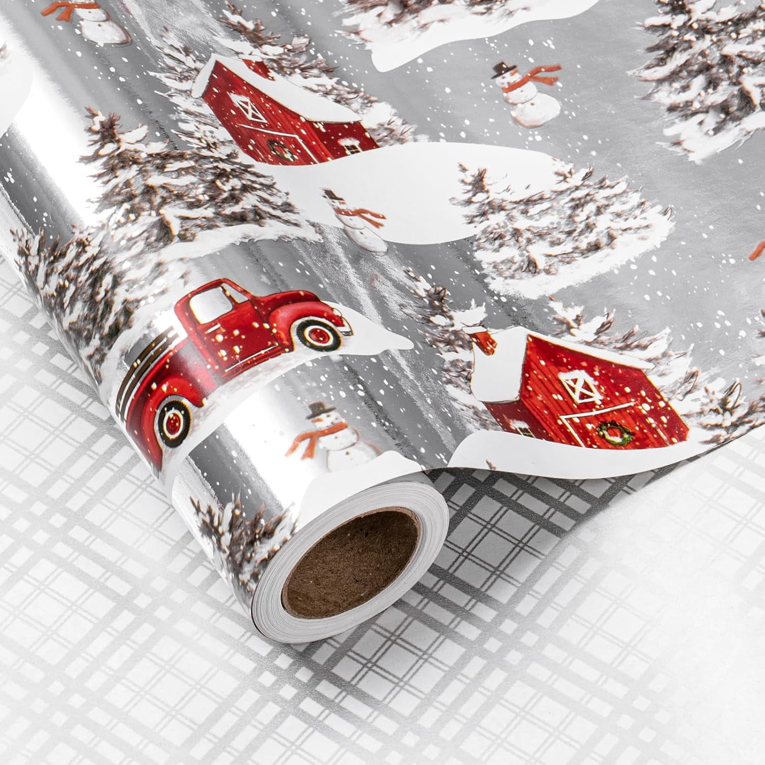 Sparklane Christmas Silver Wrapping Paper Jumbo Roll for Boy Kid, Red ...