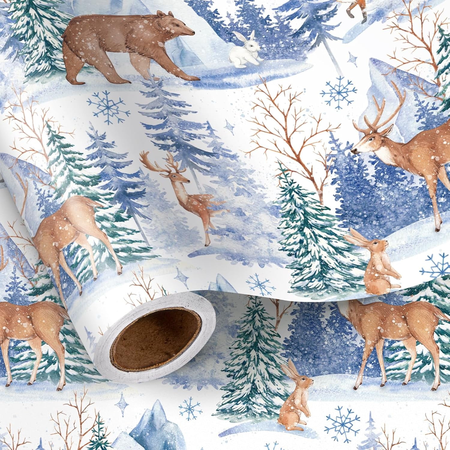 Sparklane Christmas Wrapping Paper Roll, Winter Forest Animal Gift Wrap ...
