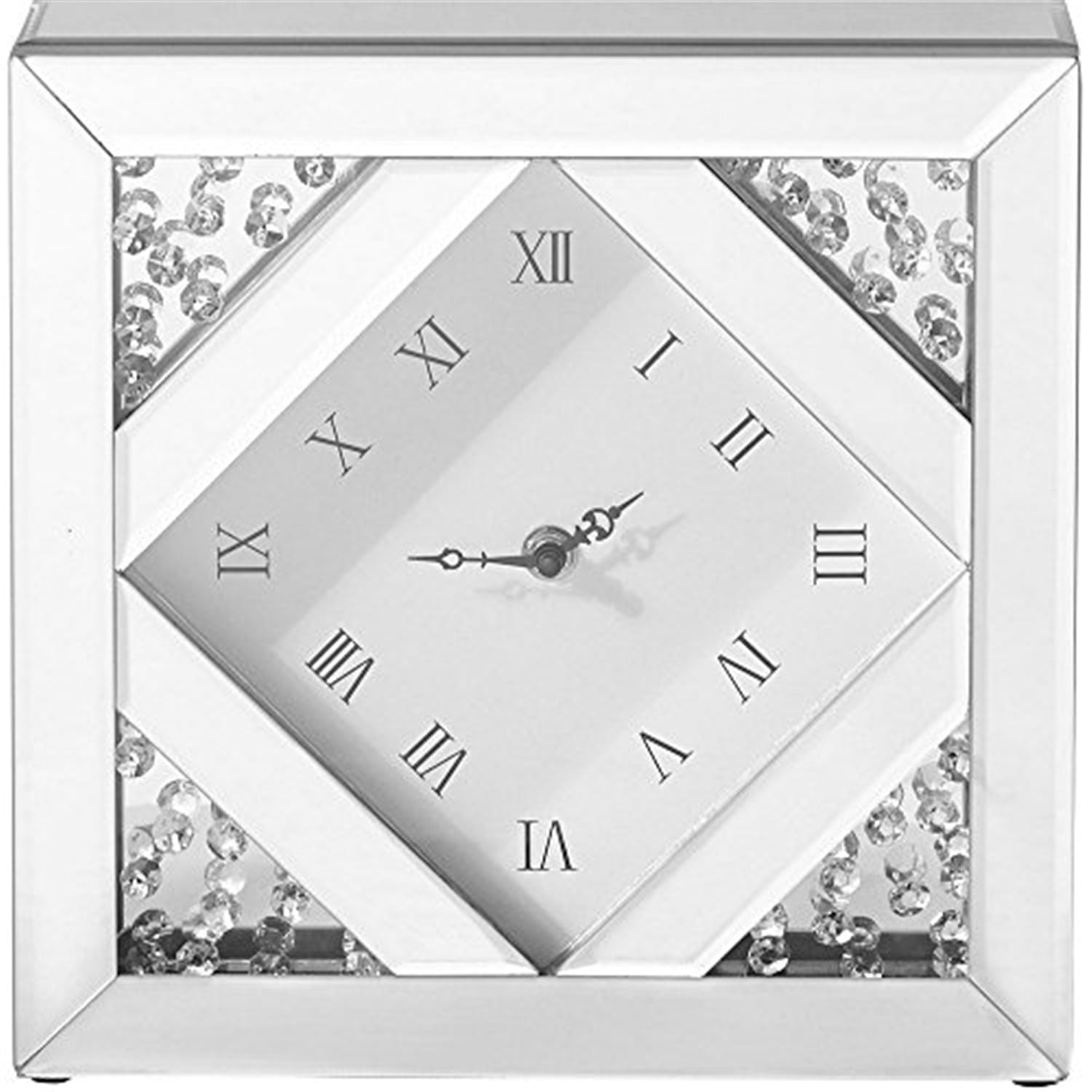 Sparkle 10 in. Contemporary Crystal Square Table clock in Clear ...