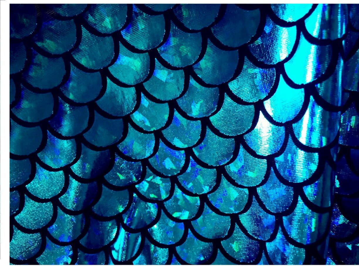 Sparkle Blue Mermaid Scales Hologram Fish Scale Stretch Spandex Sold by ...