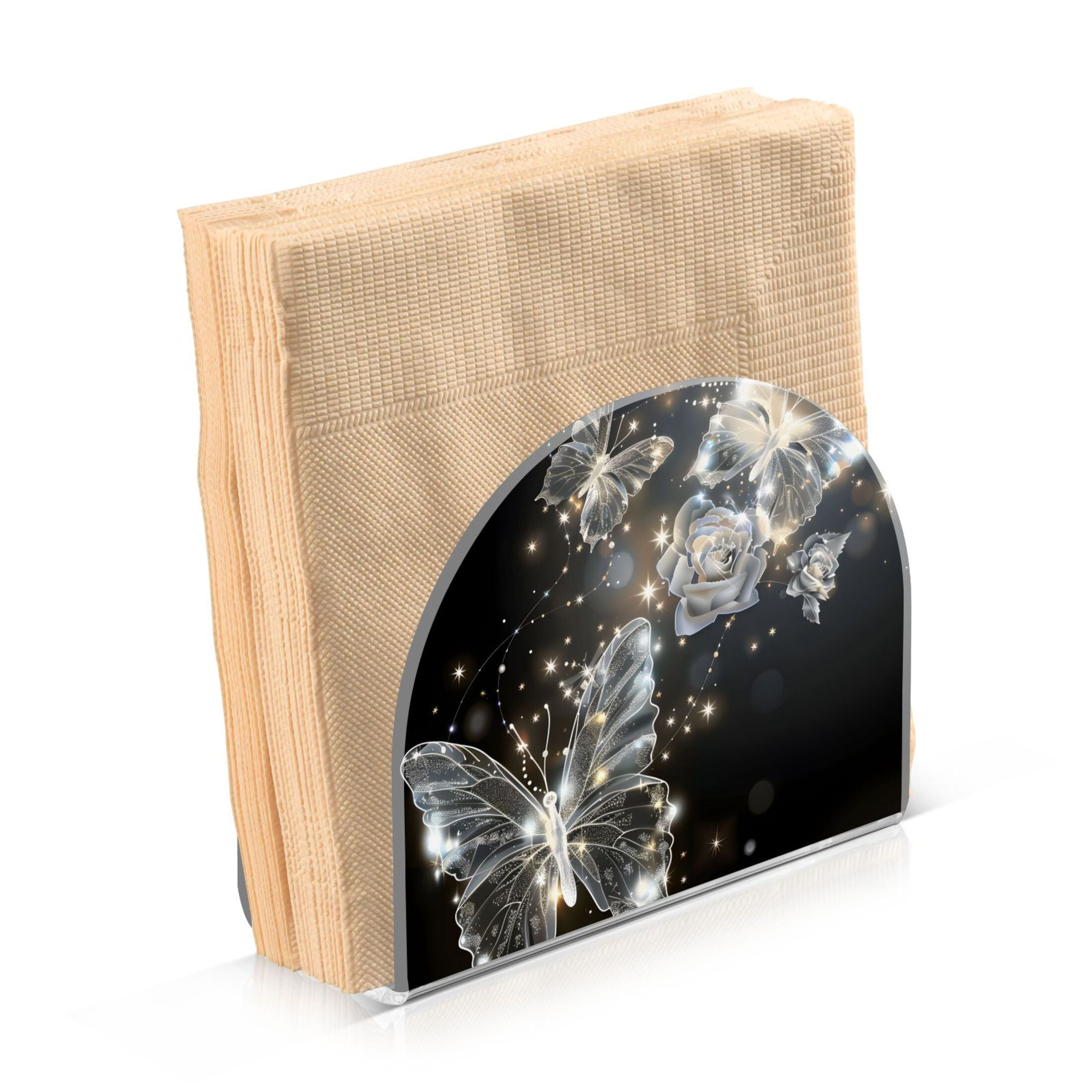 Sparkle Butterflies Flying Napkin Holder for Table 2 Pcs Acrylic Clear ...