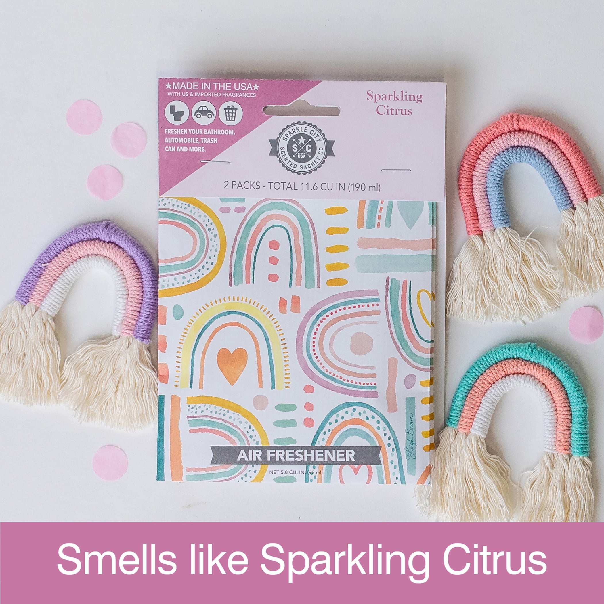 Sparkle City Scented Sachet 2 Pack, Citrus Rainbow Fragrance for Closet ...