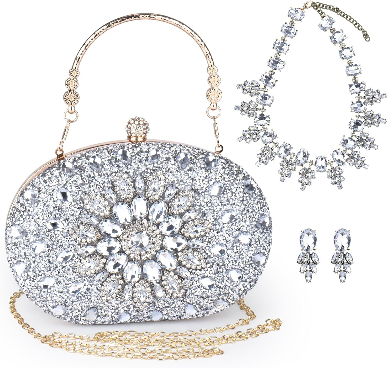 Sparkle Jeweled Clutch Purses Crystal Wedding Evening Purse for Women ...