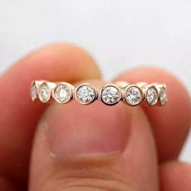 Sparkle Jewels 1.5Ct Round Cubic Zirconia Women Eternity Wedding Band ...