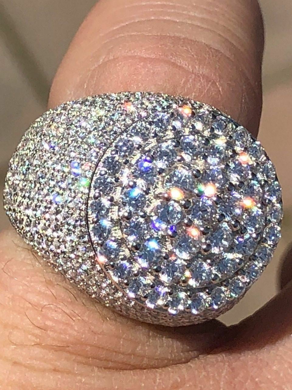 Sparkle Jewels Cubic Zirconia Cluster Men's Engagement Pinky Ring 14K ...