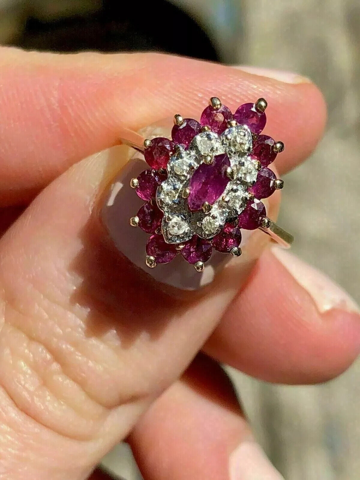 Sparkle Jewels Marquise Cut Red Ruby 14k Yellow Gold Plated Cocktail ...
