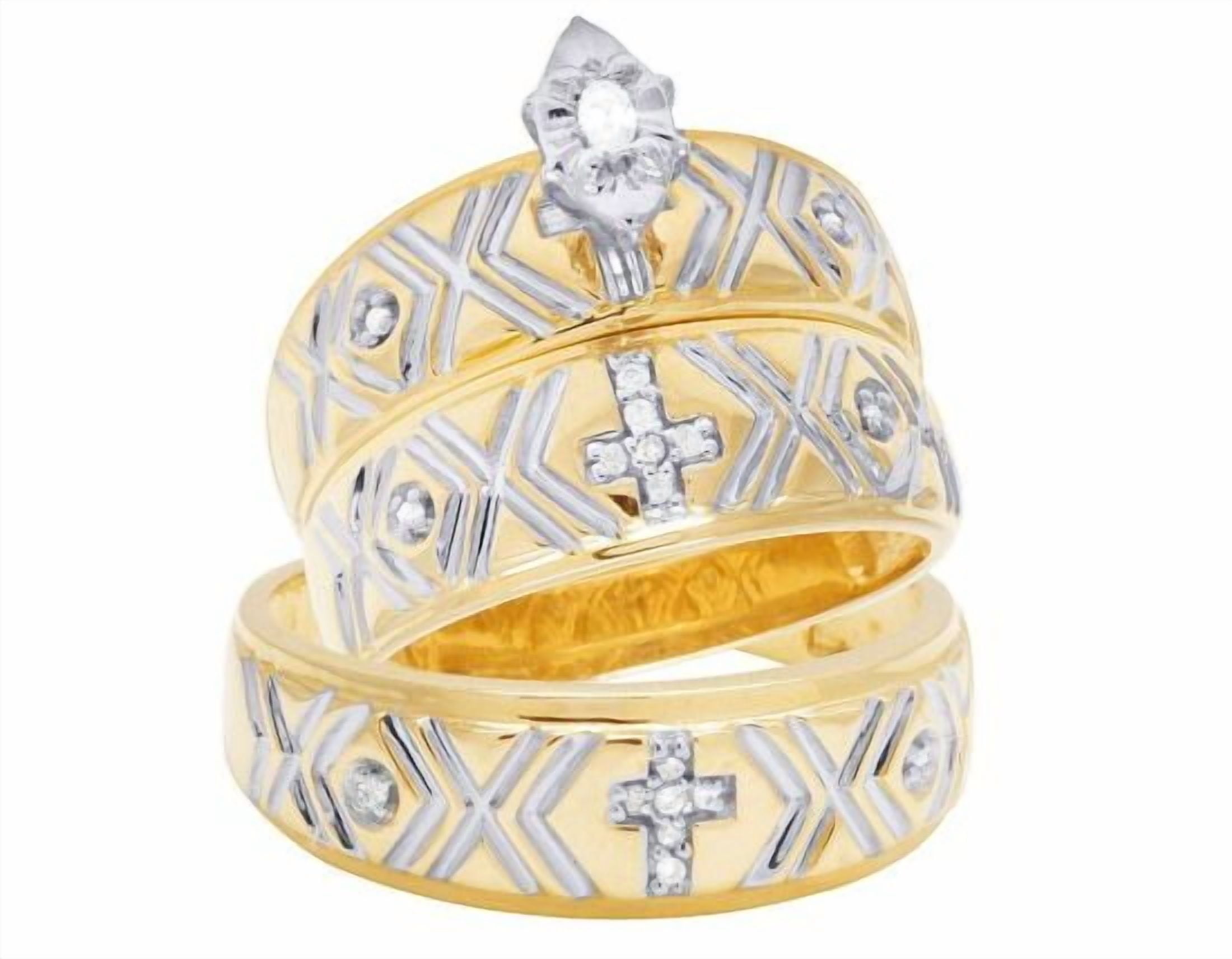 Sparkle Jewels Men's & Women's Two-Tone Gold Finish Religious Cross ...