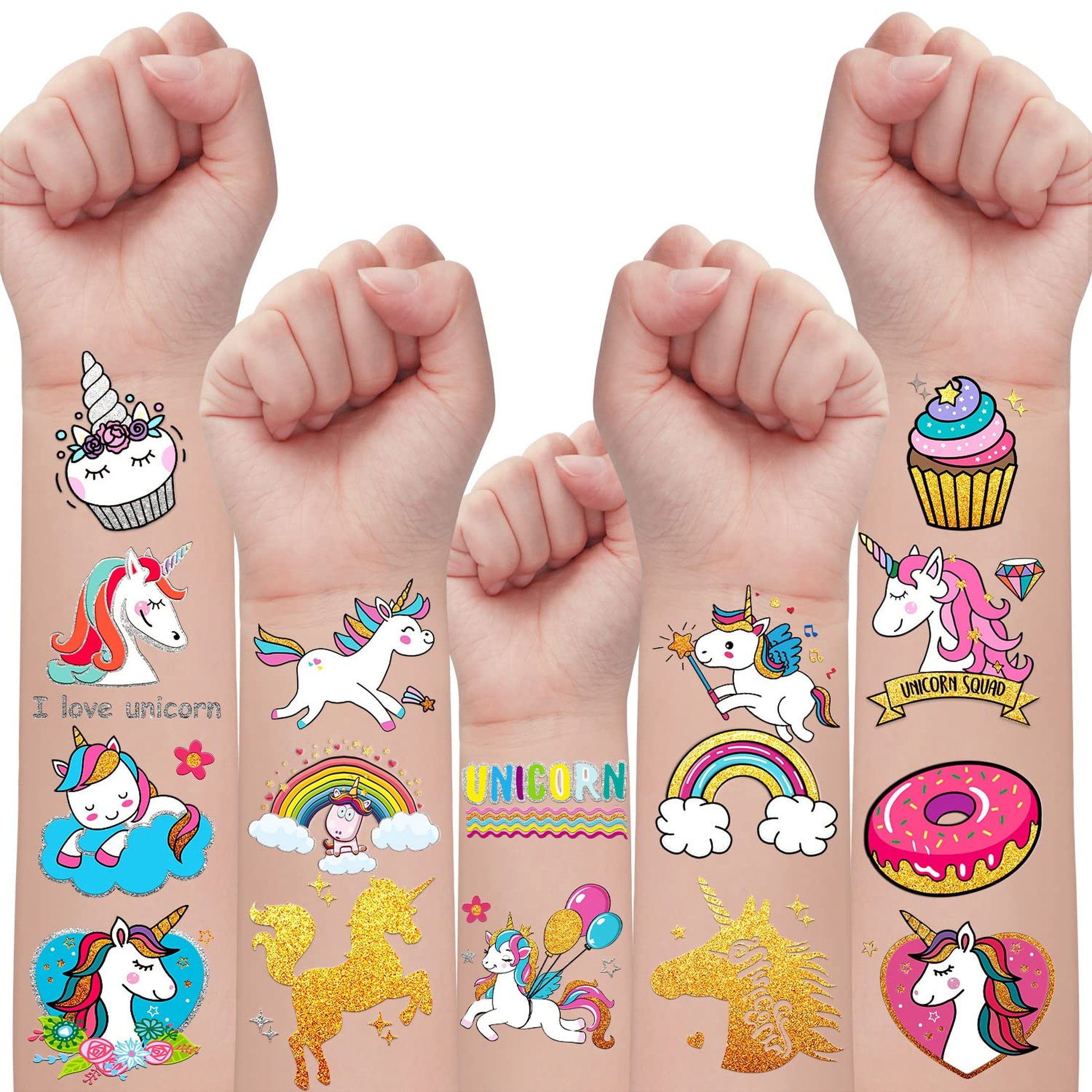 Sparkle Magic Unicorn Glitter Tattoos - 30 Pack | Kids Birthday Party ...