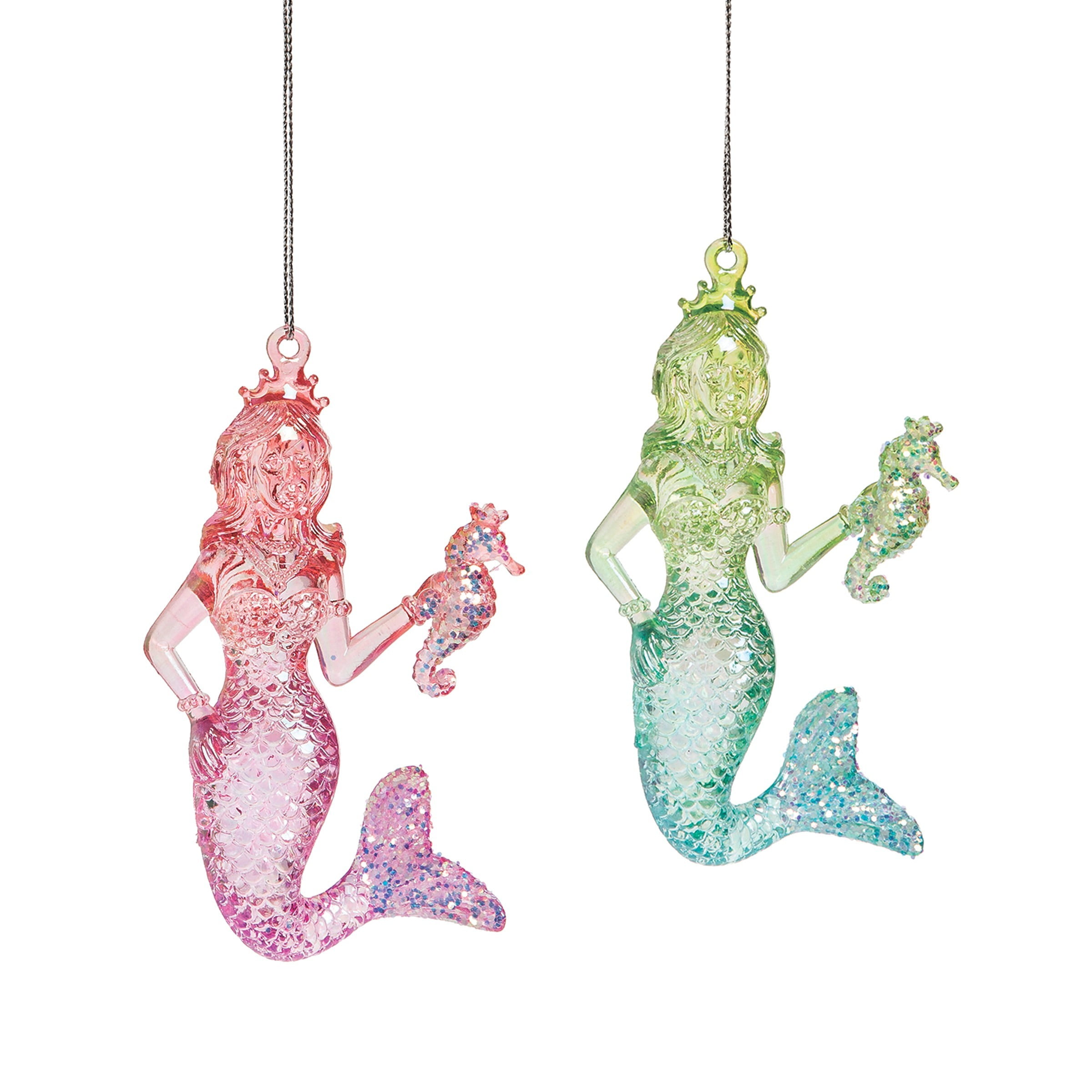 Sparkle Mermaid Christmas Christmas XMAS Ornament, Set of 2 - Walmart.com