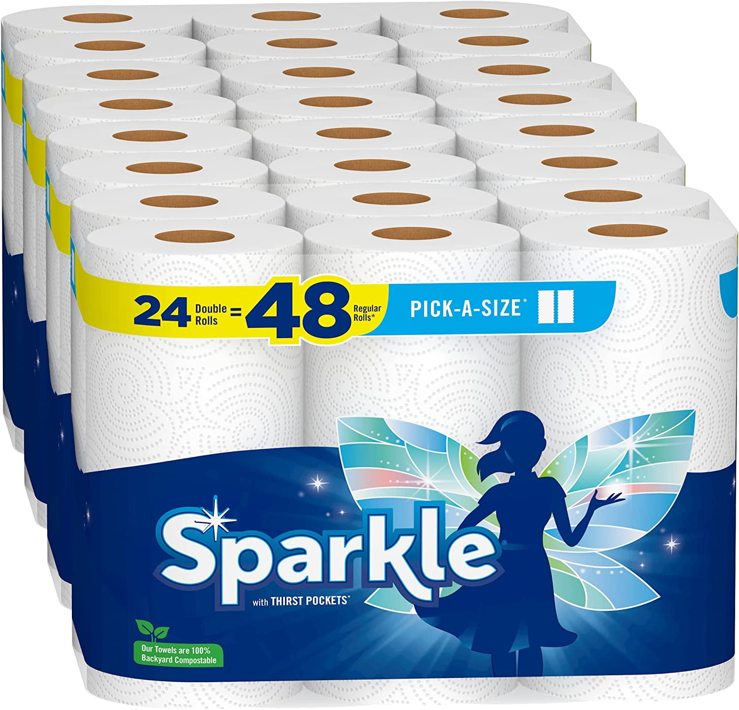 "Sparkle Pick-A-Size Paper Towels, 24 Double Rolls, 110 2-Ply Sheets ...