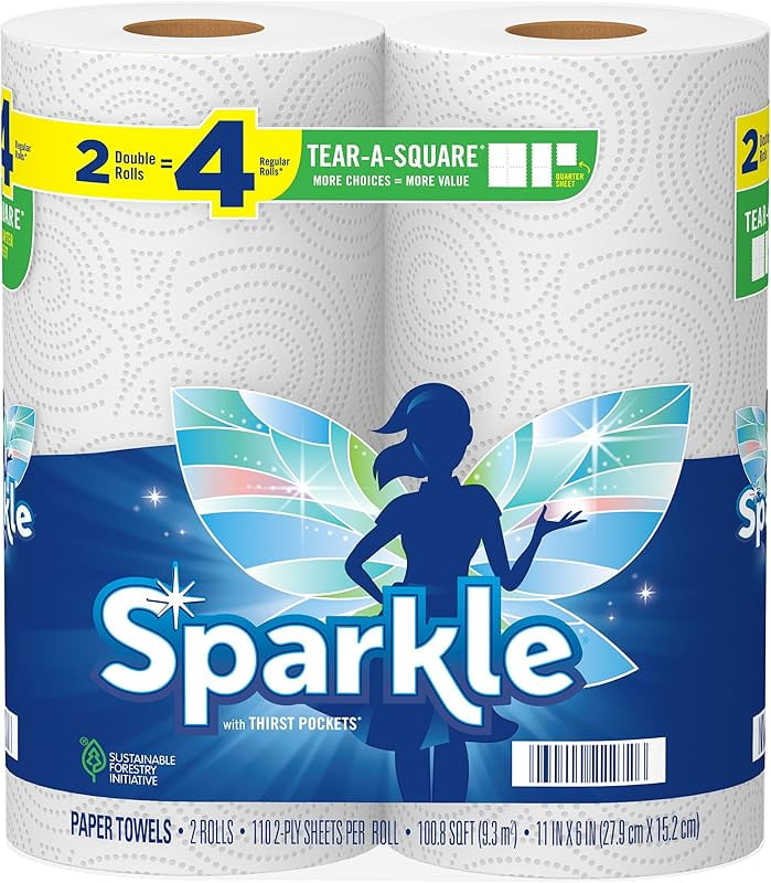 Sparkle Pick-A-Size Paper Towels, 6 Double Rolls = 12 Regular Rolls ...