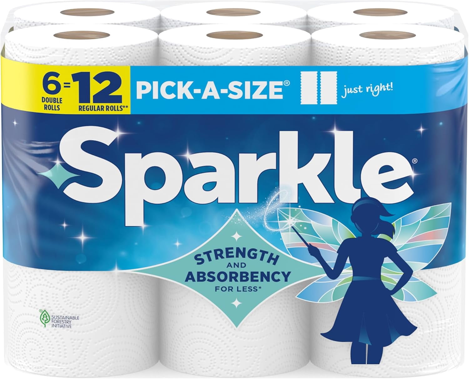 Sparkle Pick-A-Size Paper Towels, 6 Double Rolls (660 Sheets Total ...