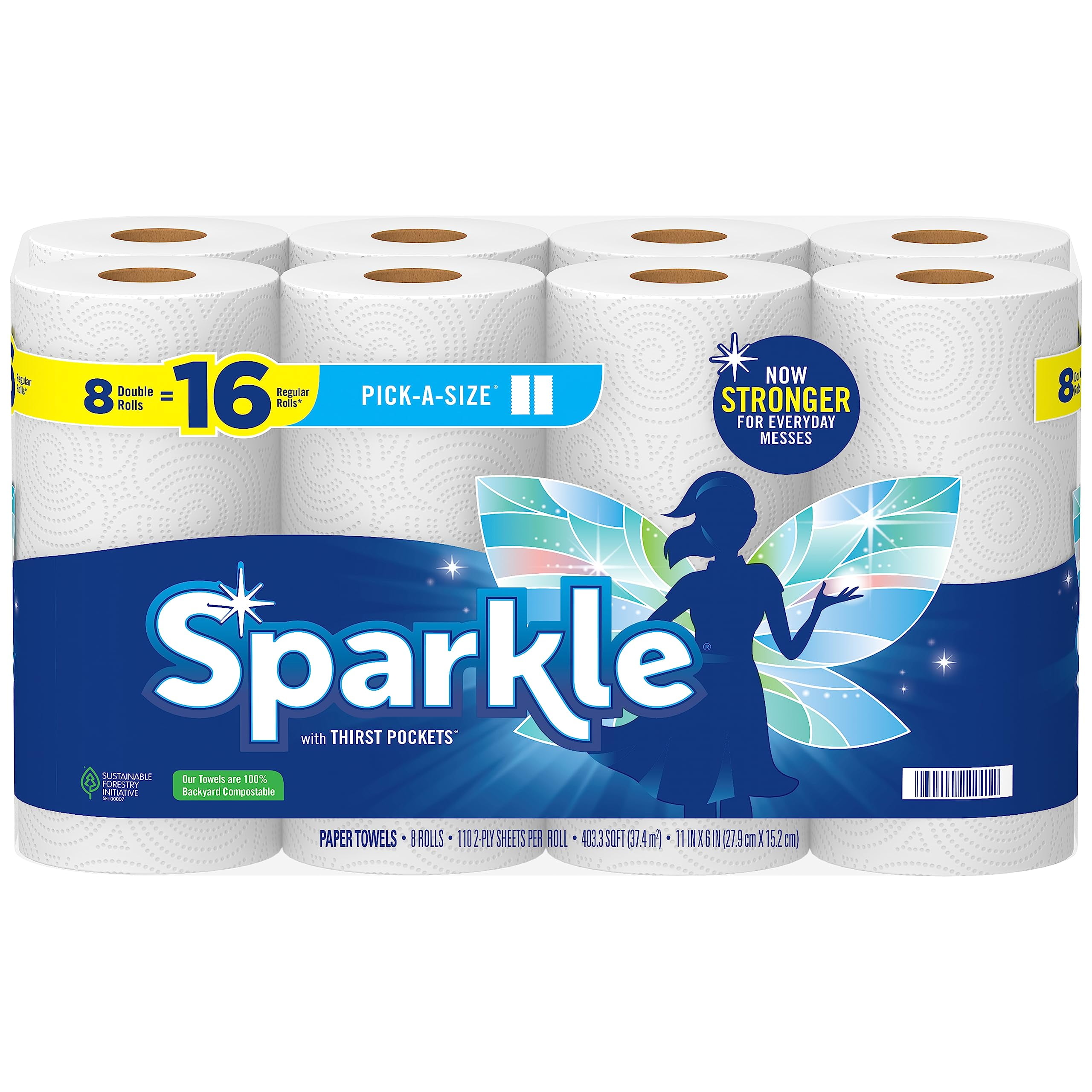 Sparkle Modern White 2-Ply Tear-A-Square Paper Towels, 8 Double Rolls ...