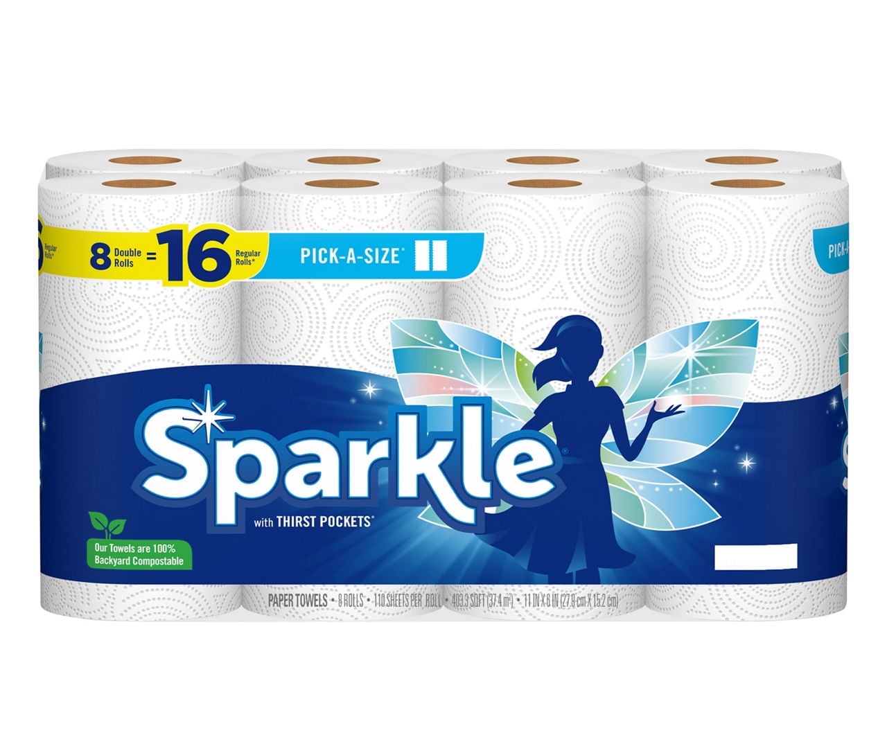 Sparkle Pick A Size Paper Towels, 8 Mega Rolls, 2-Ply, 110 Sheets per ...