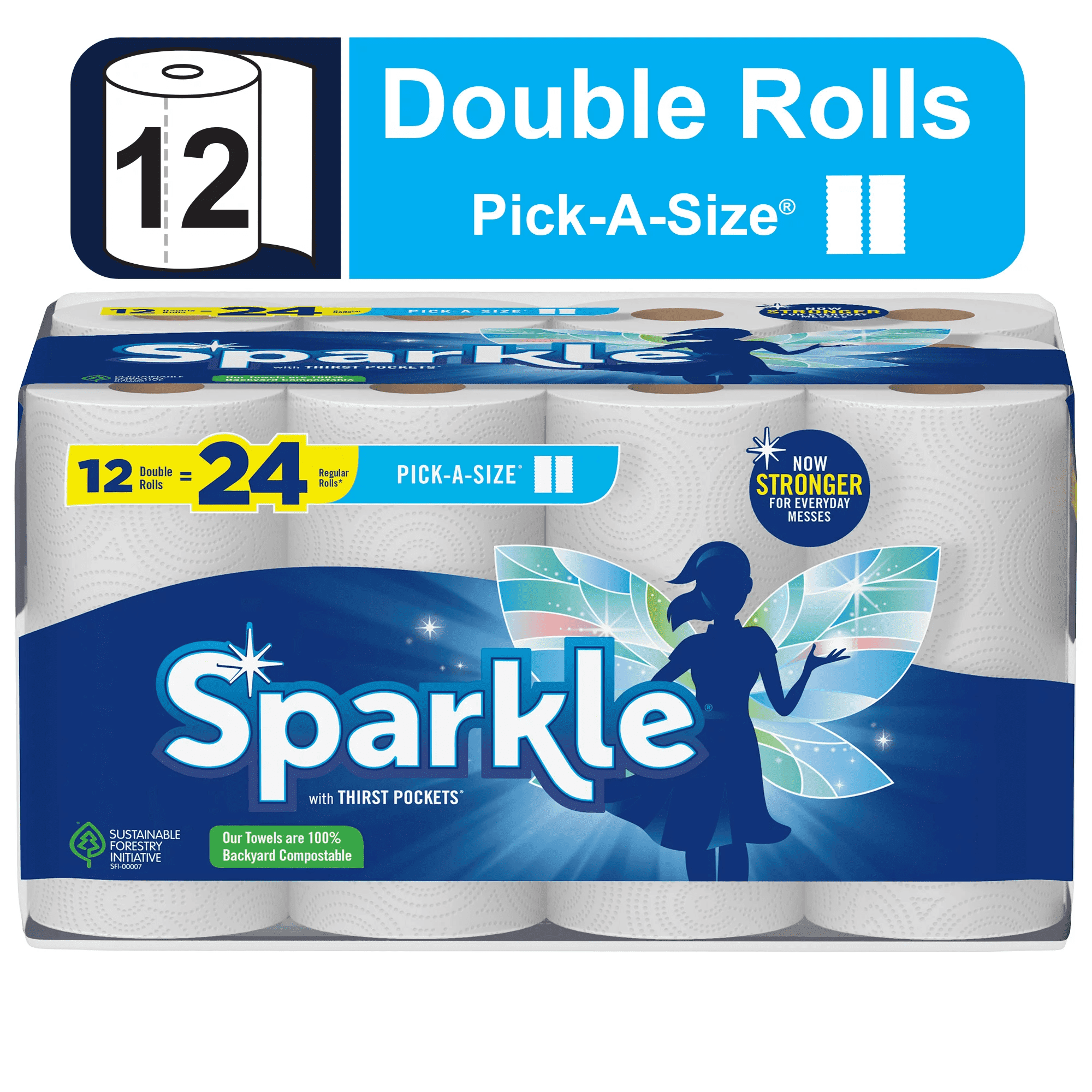Sparkle Pick-a-Size Paper Towels, White, 12 Double Rolls, 110 Sheets ...