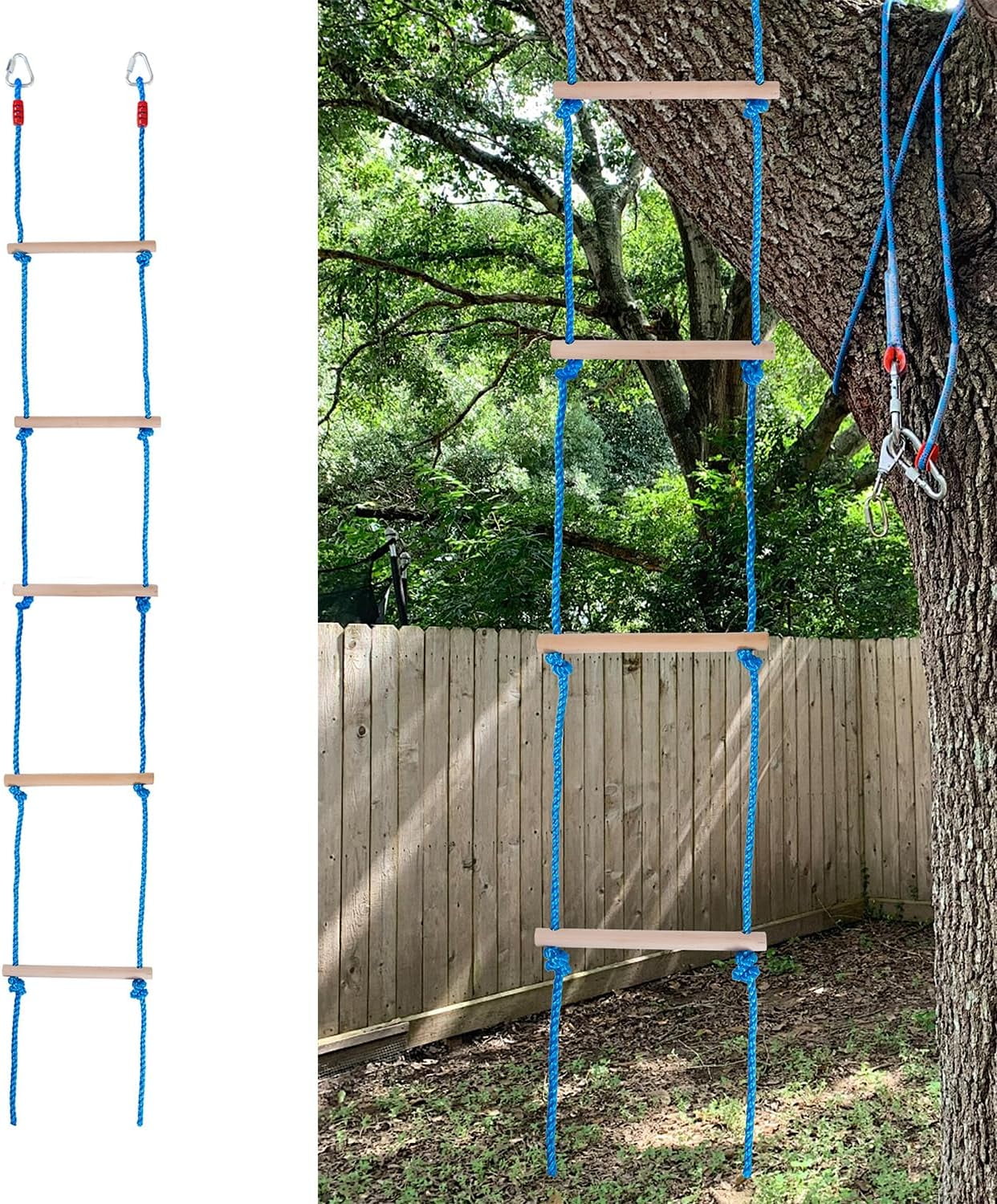 Sparkle Race Wooden Rope Ladder for Kids - Climbing Ladders for Swing ...
