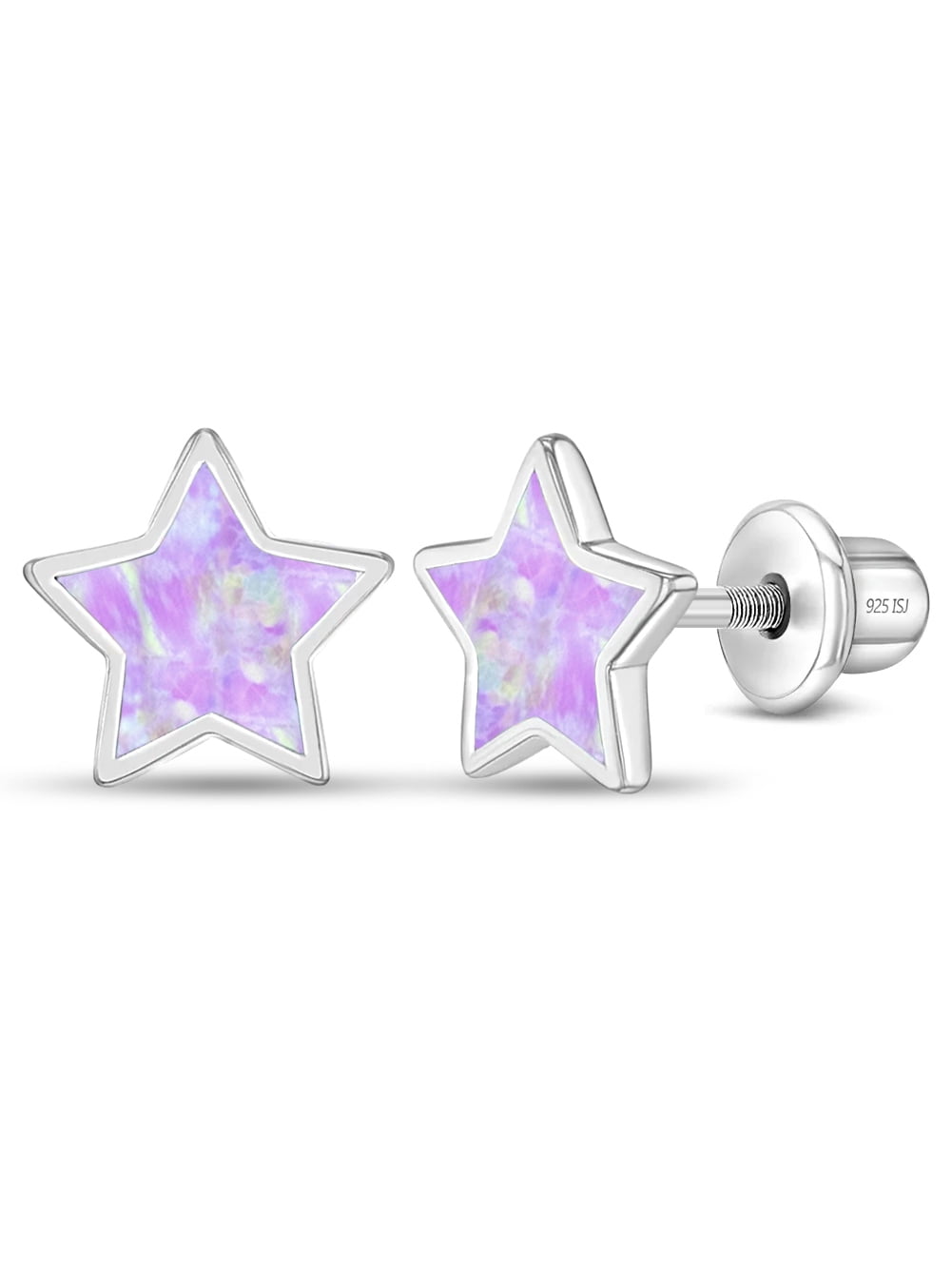 Sparkle Star Lavender Opal Kids / Girls Earrings Screw Back - Sterling ...