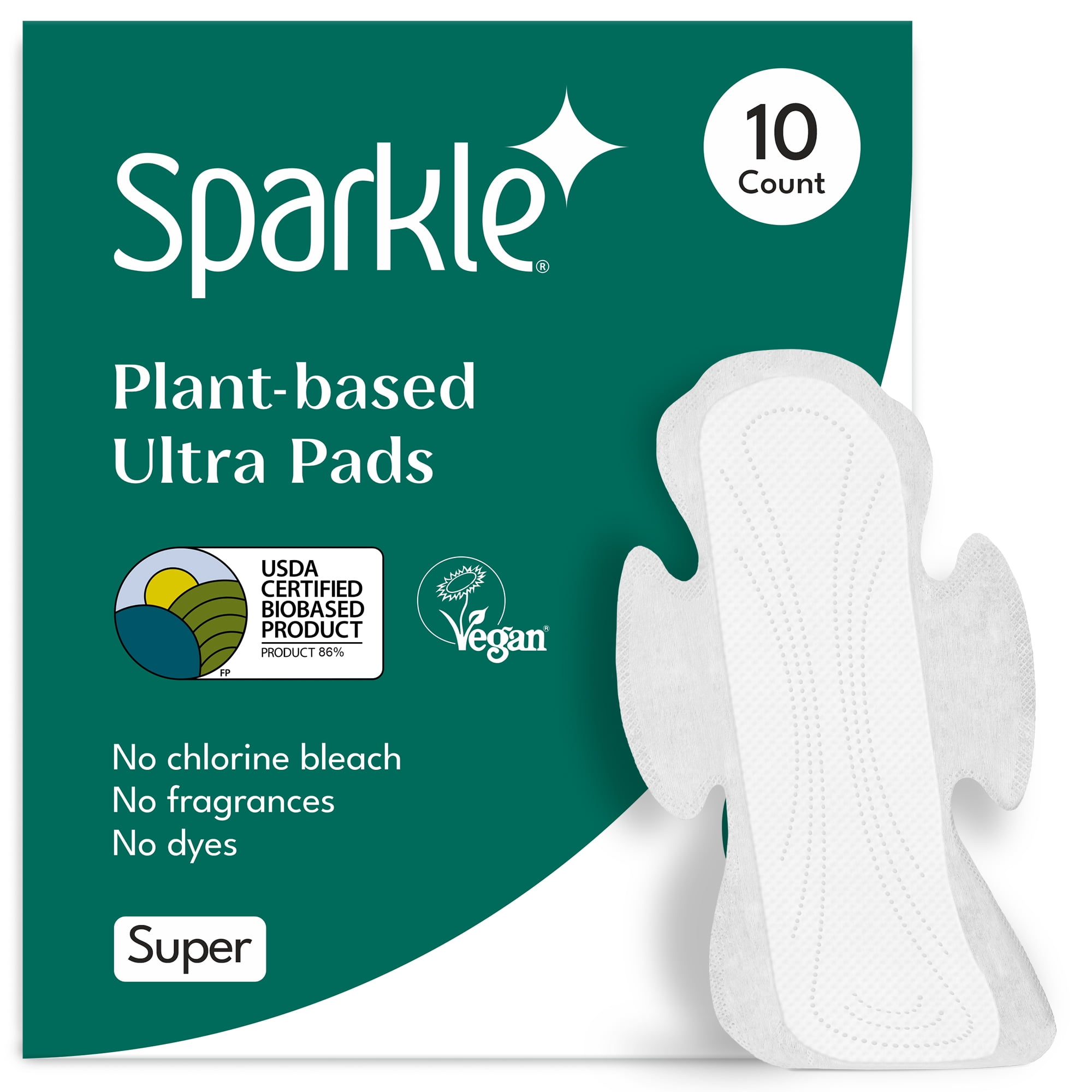 Sparkle Ultra Pads, Plant-Based Ingredients, USDA Certified Biobased ...