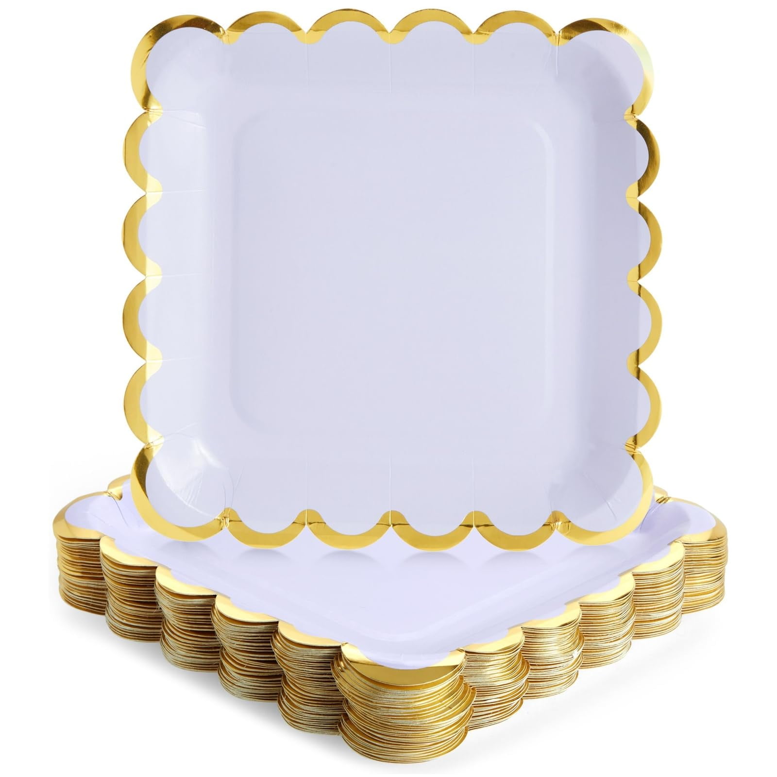 Sparkle and Bash 48-Pack Pastel Purple AFN1Square Paper Plates, Gold ...