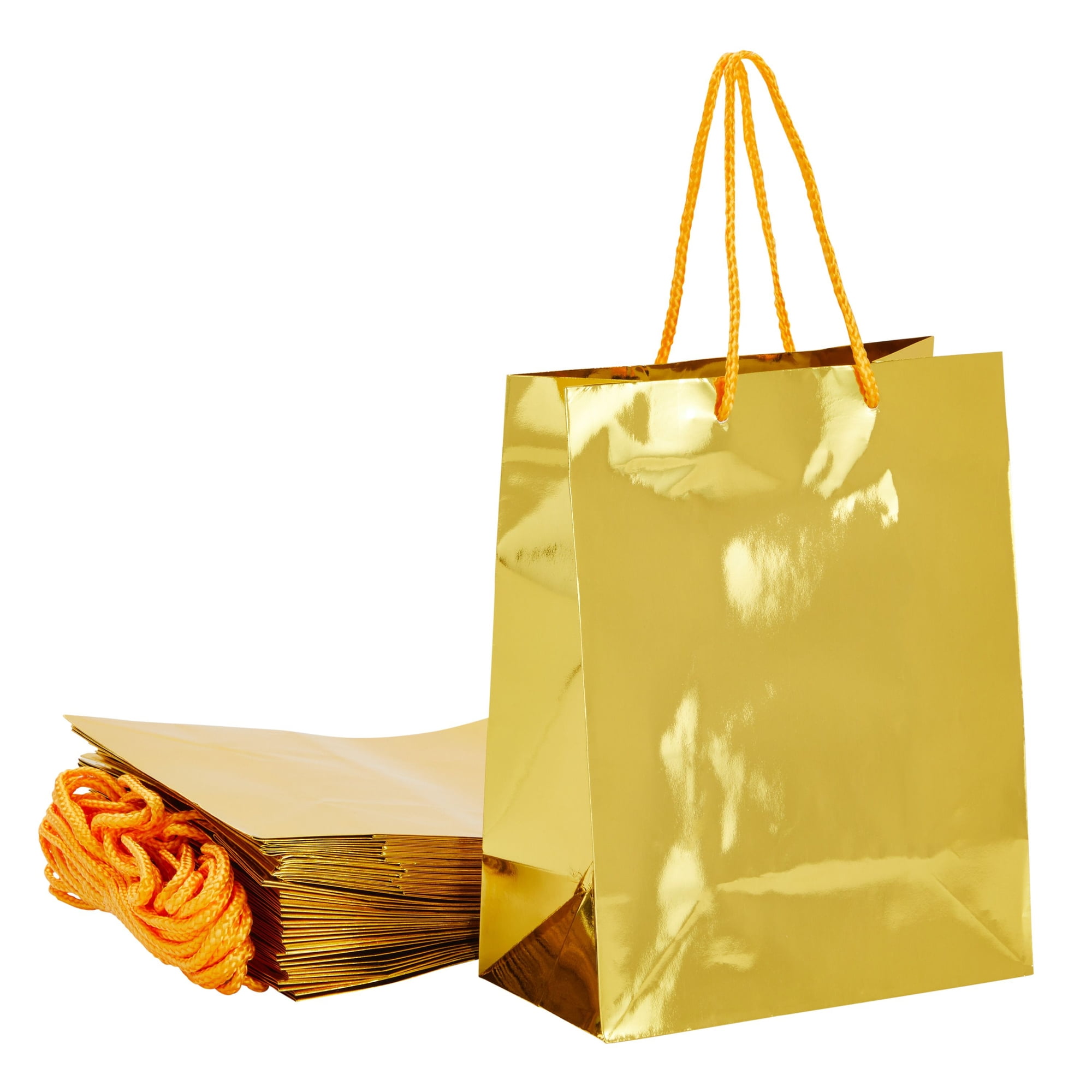 Walmart 24 Pack Metallic Gold Paper Gift Bags in Bulk for Parties ...