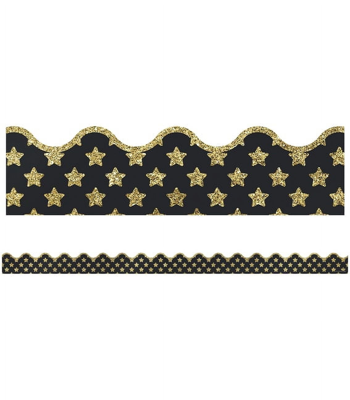 Sparkle and Shine Gold Glitter Stars Scalloped Borders (Other ...