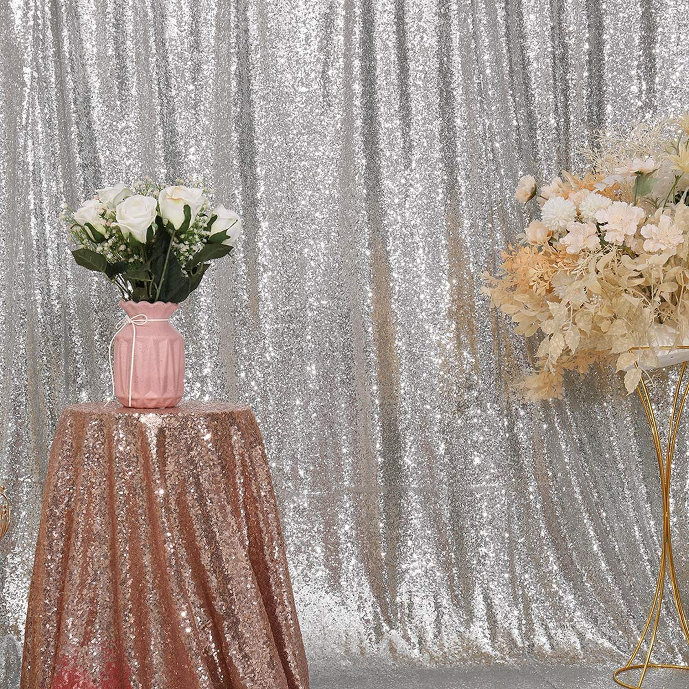 SparkleScene 10FT Silver Sequin Backdrop for Weddings and Parties ...