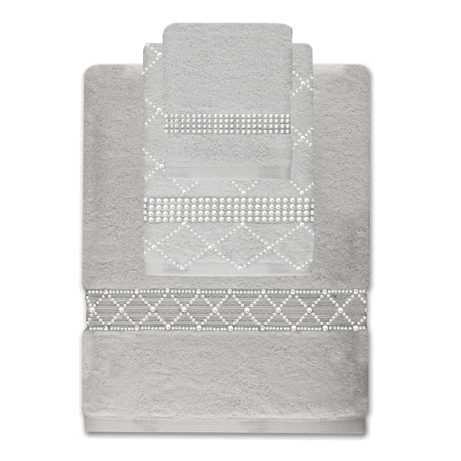 Sparkles Home Atlas 3-Piece Rhinestone Towel Set Gray - Walmart.com