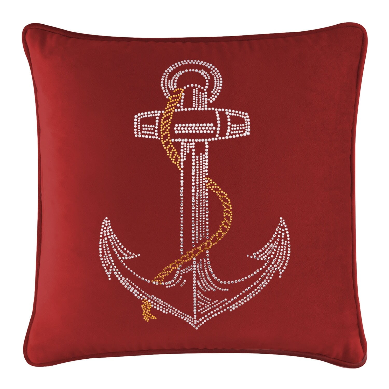 Sparkles Home Rhinestone Anchor Pillow Red Velvet 16x16 - Walmart.com