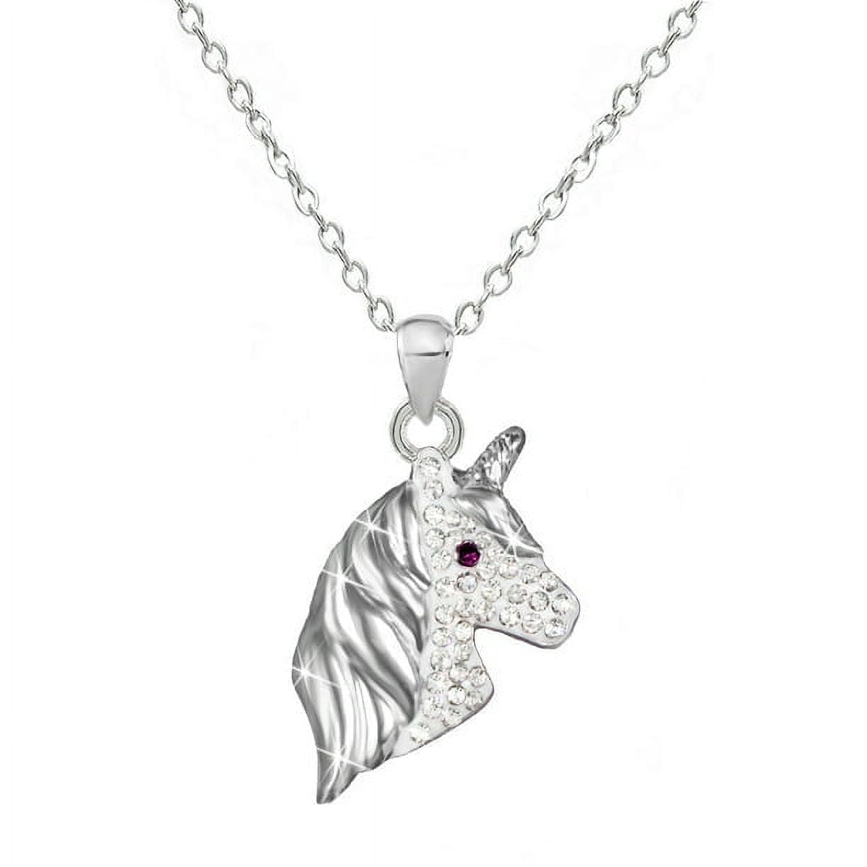 Sparkles Silver Unicorn Horse Necklace for Women Cubic Zirconia Crystal ...