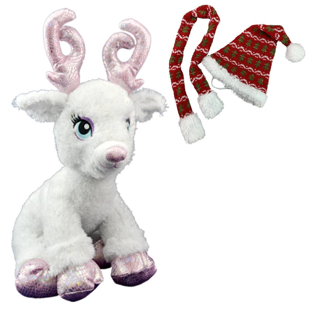 Sparkles The Reindeer 16 Inch Plush Toy with Festive Knit Hat & Scarf ...