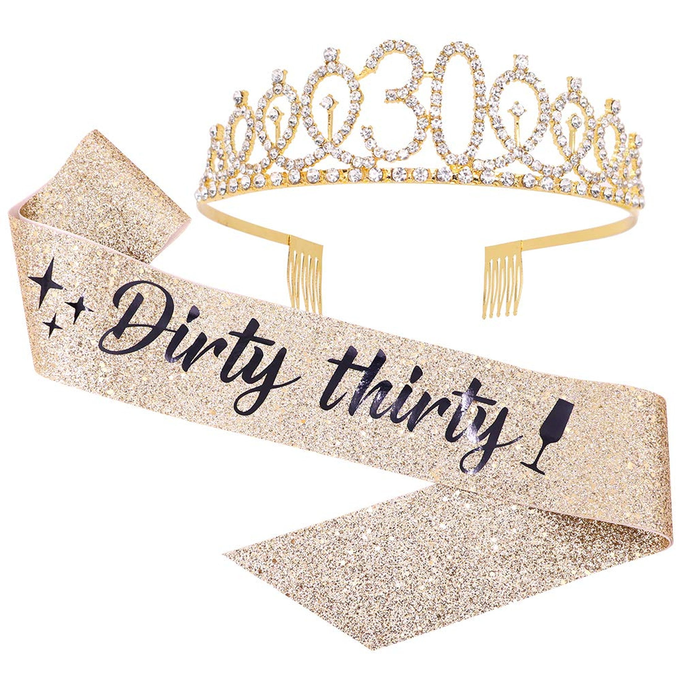 Sparkling 30th Birthday Celebration Set - Rhinestone Tiara and Sash ...