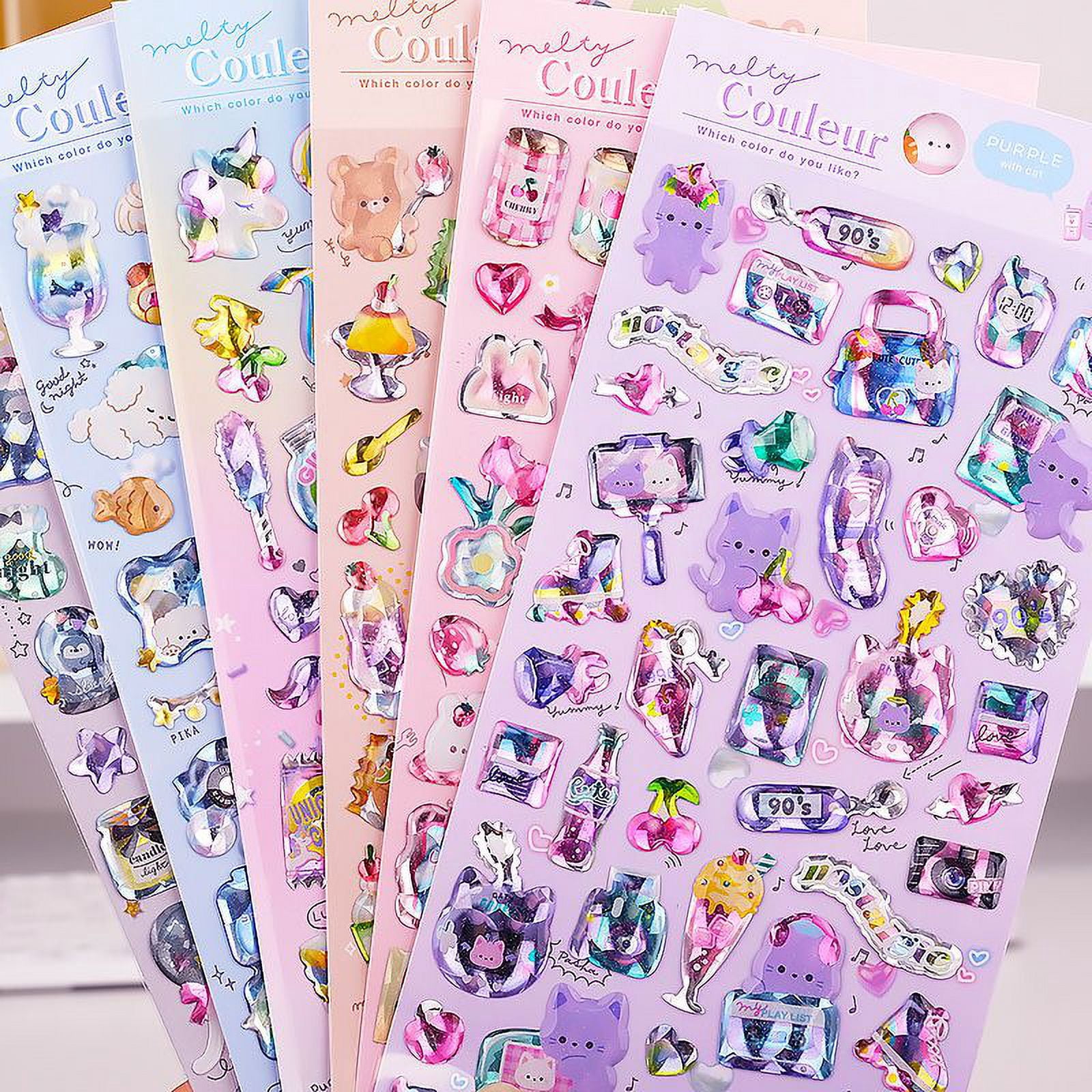 Sparkling 3D Crystal Stickers - Cute Ice Cream Gel Stickers for Kids ...