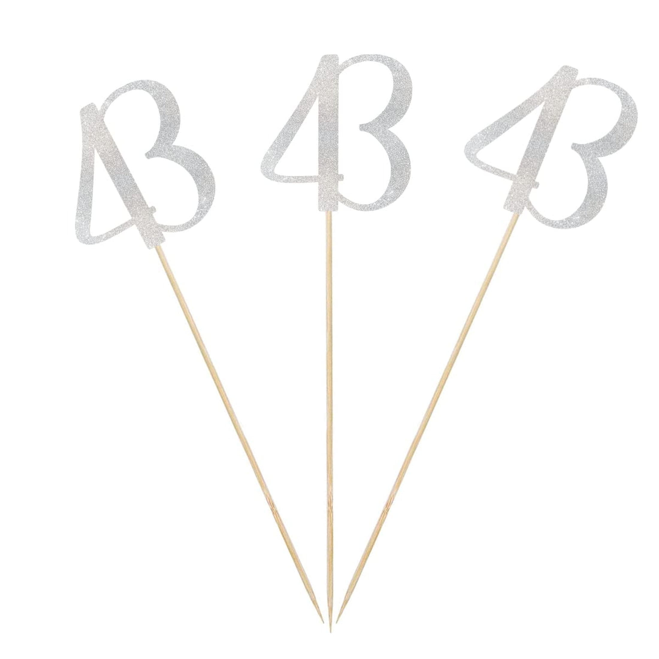Sparkling 43rd Birthday Table Topper Sticks, 12-Pack Glittering ...