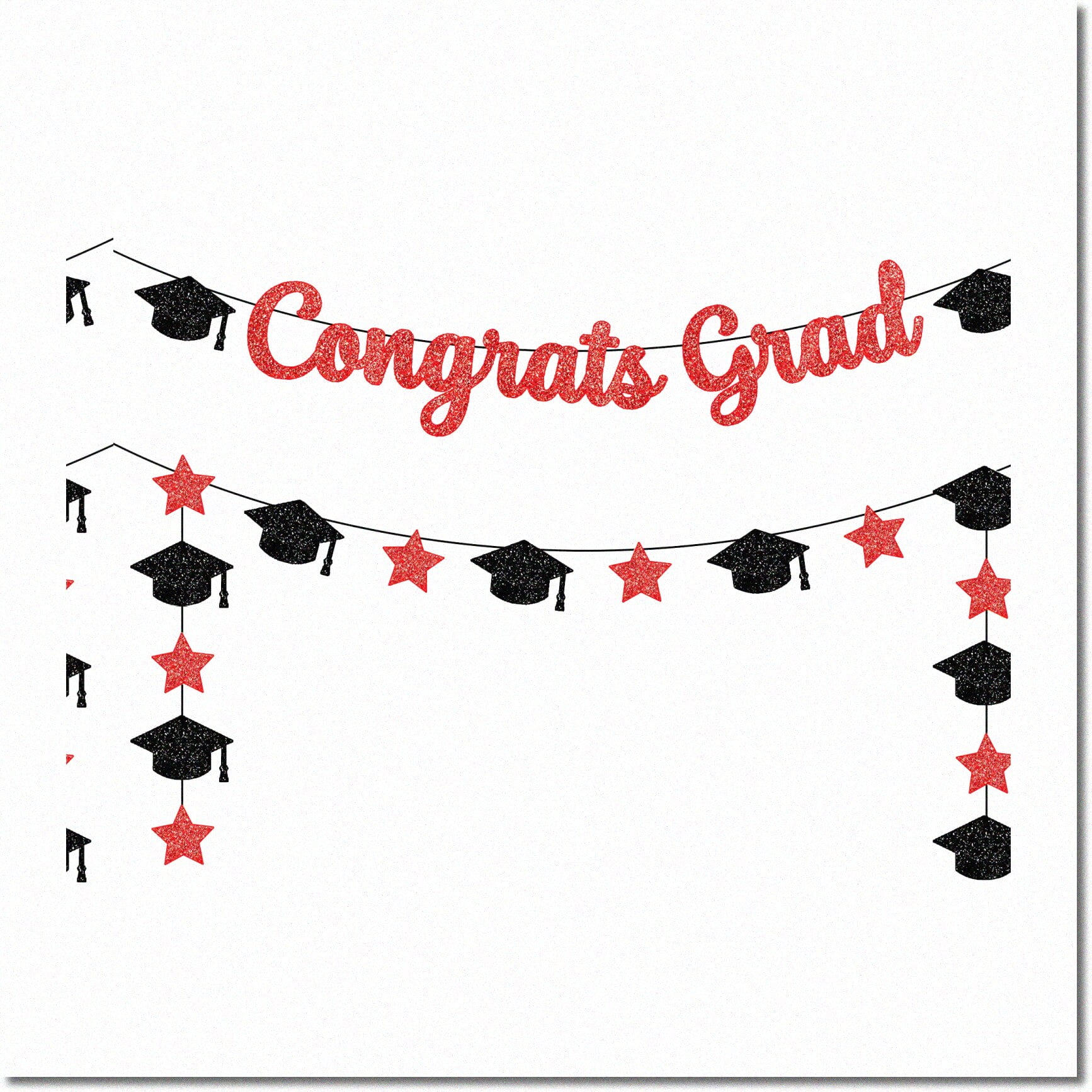 Sparkling Achievement Celebration Kit - 10ft Red Glitter Congrats Grad ...
