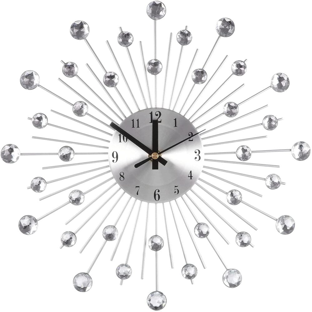Sparkling Bling Clock, 3D Crystal Wall Clock With Silver Wall Decor ...