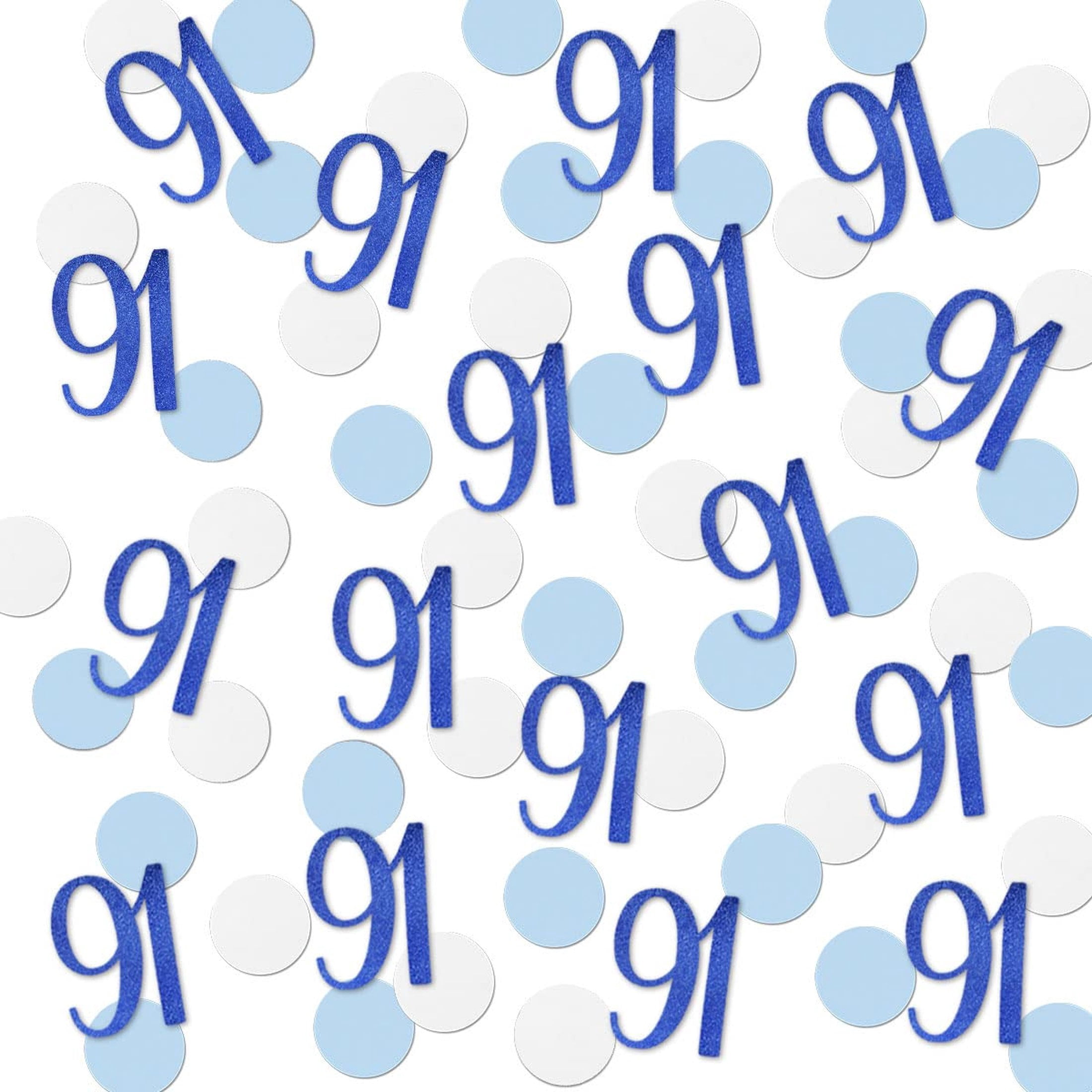 Sparkling Blue 91 Confetti for 91st Birthday Celebrations, 200pcs Table ...