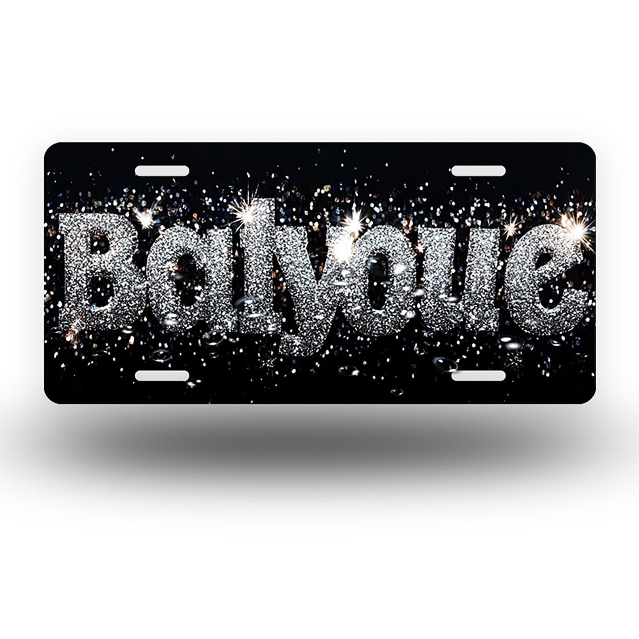 Sparkling "Bouquet" Text Front License Plate,Metal License Plate,Funny ...